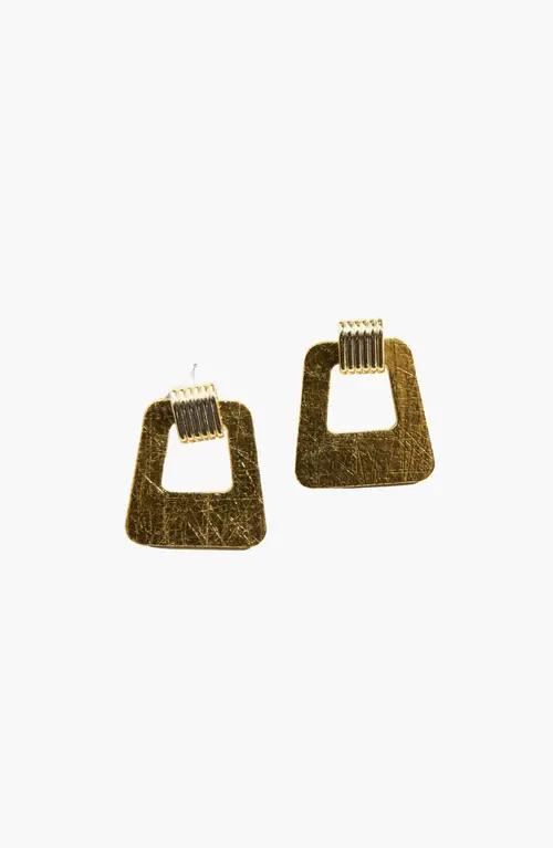 NICKEL & SUEDE Avery Leather Earrings - Vintage Gold