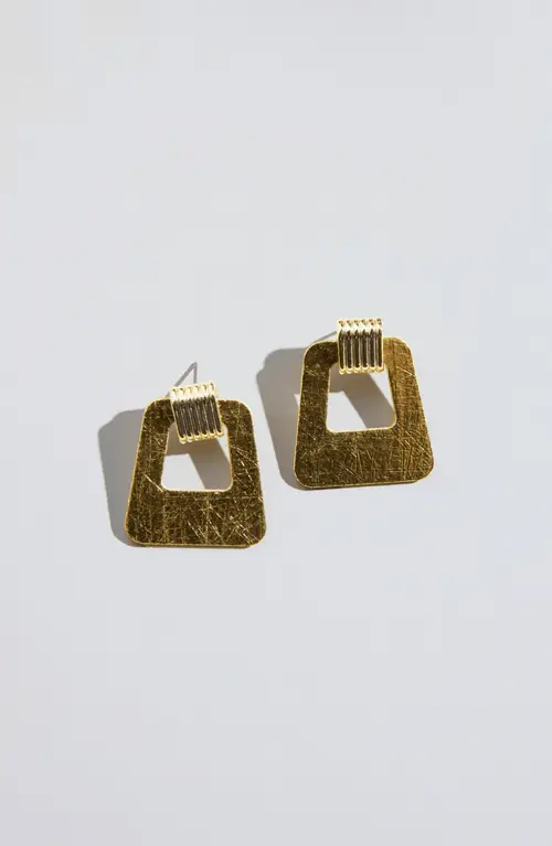 NICKEL & SUEDE Avery Stud Leather Earrings - Vintage Gold