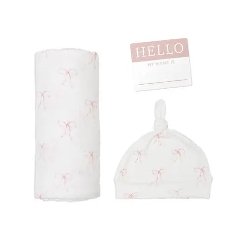 LULUJO Hello World Hat & Swaddle Set - Bows