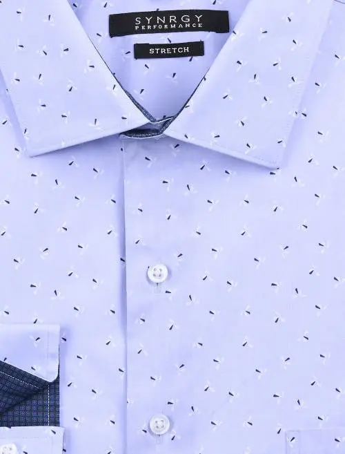SYNRGY BY DXL Big & Tall Abstract Print Performance Dress Shirt - Blue
