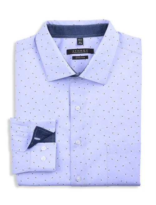 SYNRGY BY DXL Big & Tall Abstract Print Performance Dress Shirt - Blue