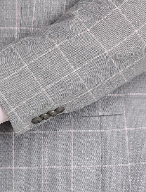 Michael Kors Big & Tall Windowpane Suit Jacket - Grey