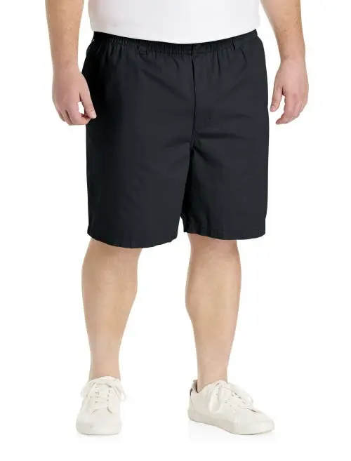 HARBOR BAY BY DXL Big & Tall Elastic-waist Cotton Shorts - Black