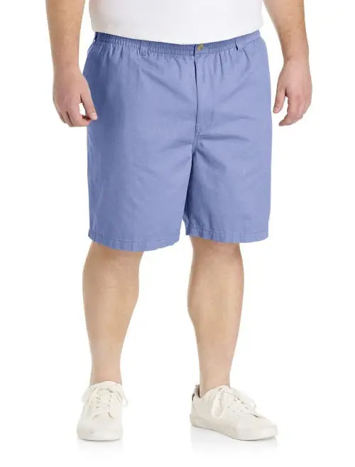 HARBOR BAY BY DXL Big & Tall Elastic-waist Cotton Shorts - Hydrangea