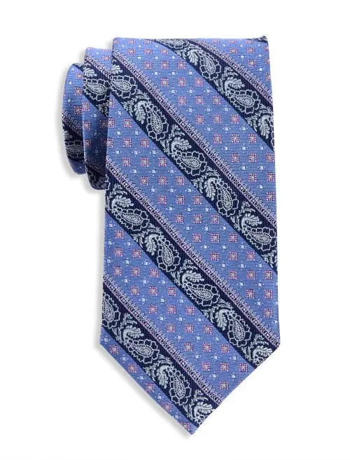 OAK HILL PREMIUM BY DXL Oak Hill Premium Striped Paisley Neck Tie - Blue
