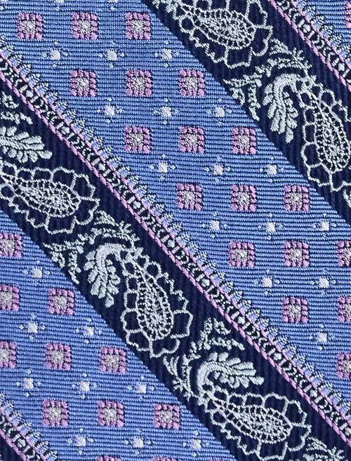OAK HILL PREMIUM BY DXL Oak Hill Premium Striped Paisley Neck Tie - Blue