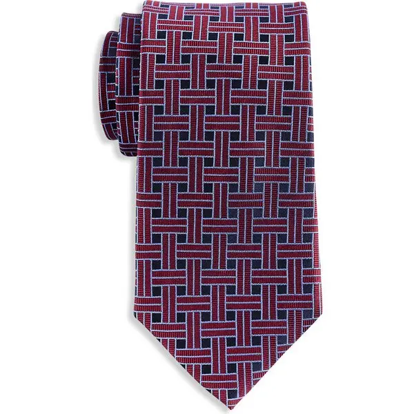 OAK HILL PREMIUM BY DXL Oak Hill Premium Patterned Silk Neck Tie - Burgundy