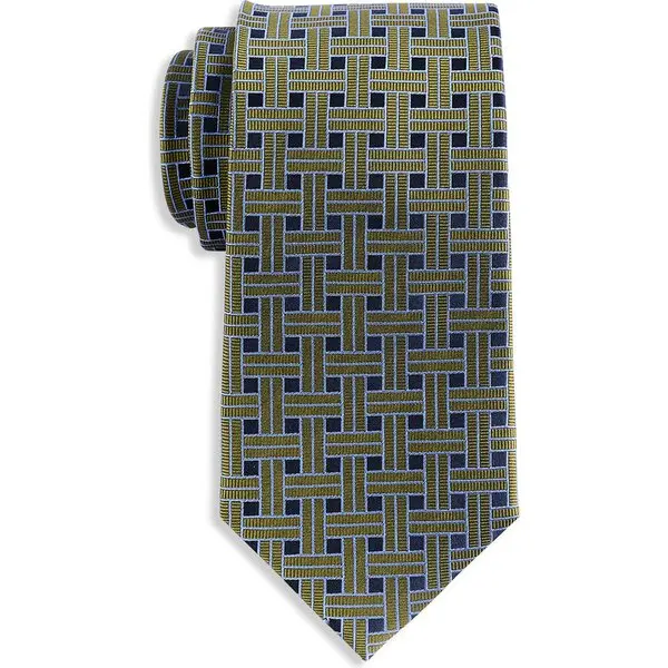 OAK HILL PREMIUM BY DXL Oak Hill Premium Patterned Silk Neck Tie - Olive