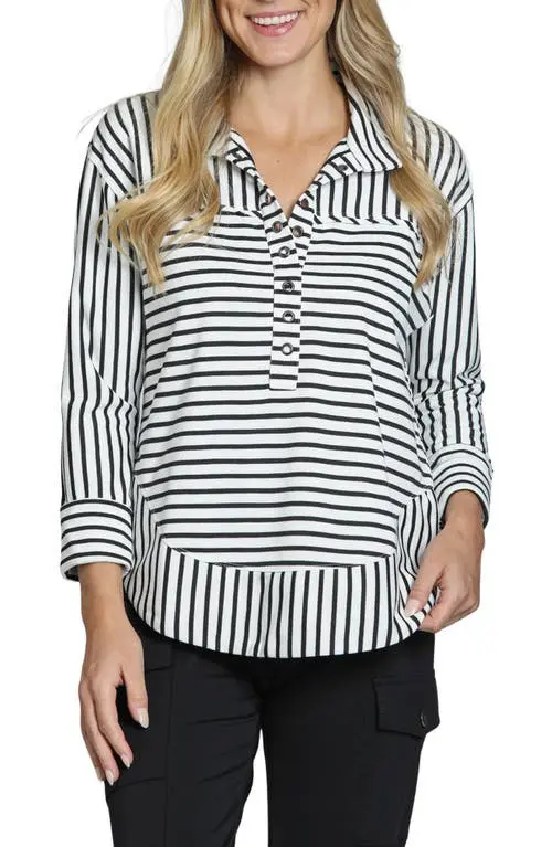 APNY Stripe Grommet Cotton Henley