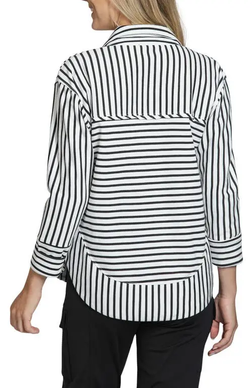 APNY Stripe Grommet Cotton Henley