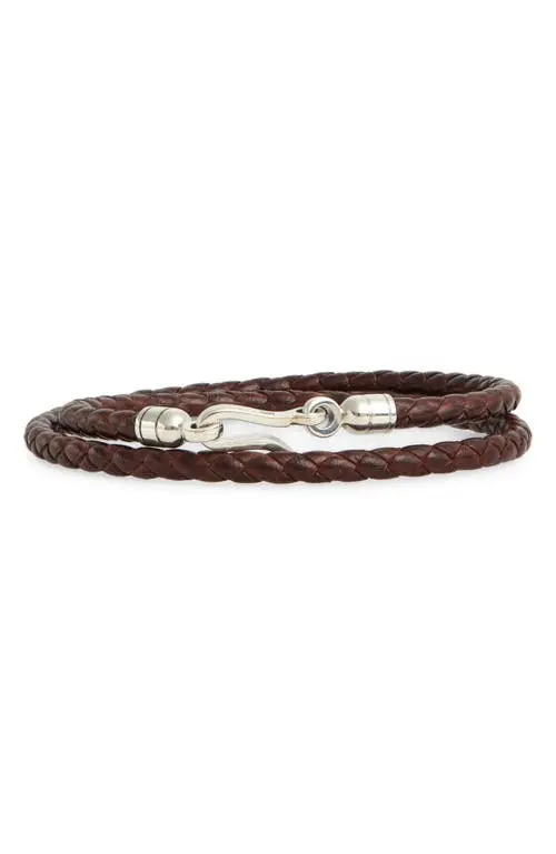 Caputo & Co Braided Leather Double Wrap Bracelet - Tan