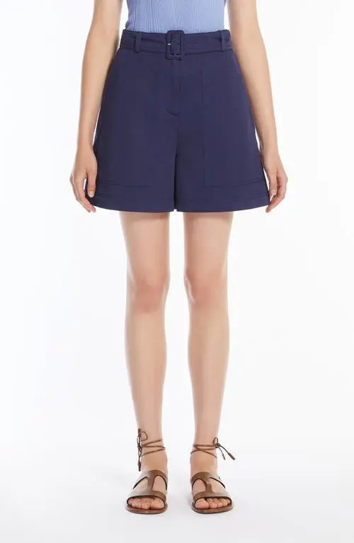 Max Mara Cirino Belted Cotton & Linen Shorts