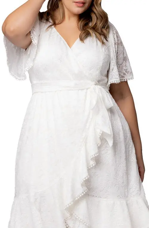KIYONNA Palermo Lace Faux Wrap Dress - White