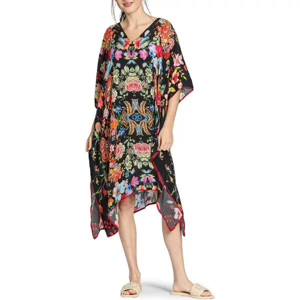 APNY Print Midi Caftan - Black Multi