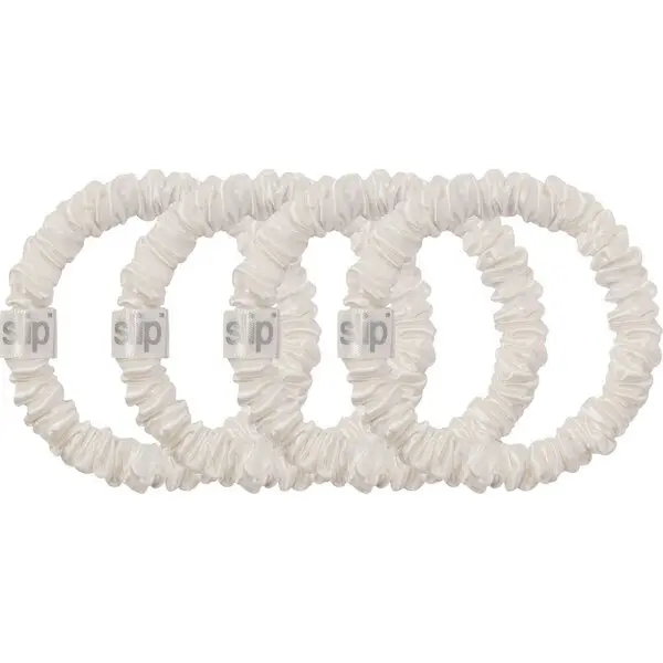 Slip 4-pack Skinny Silk Scrunchies - White