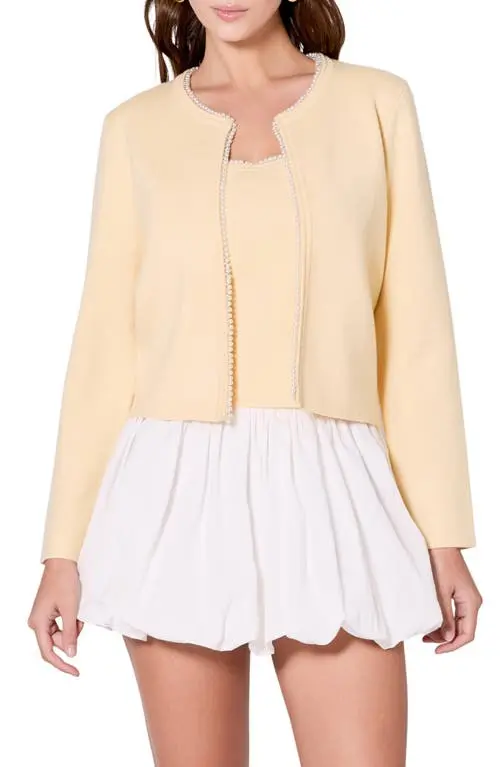 Endless Rose Faux Pearl Trim Cardigan