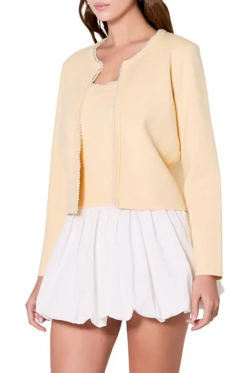 Endless Rose Faux Pearl Trim Cardigan