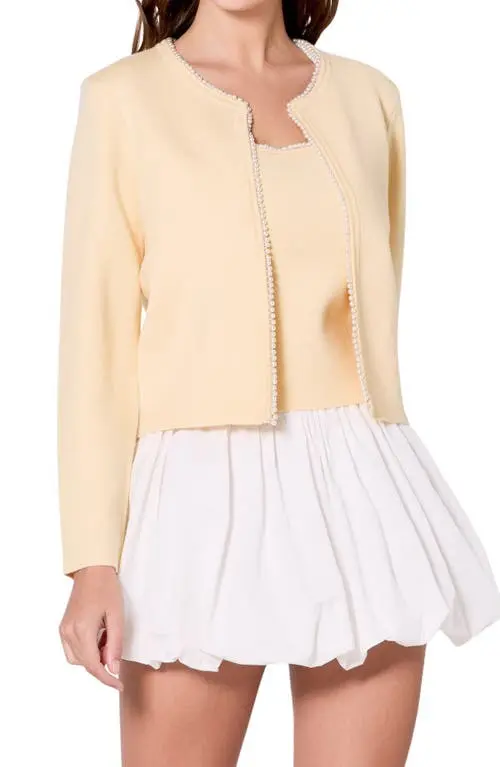 Endless Rose Faux Pearl Trim Cardigan
