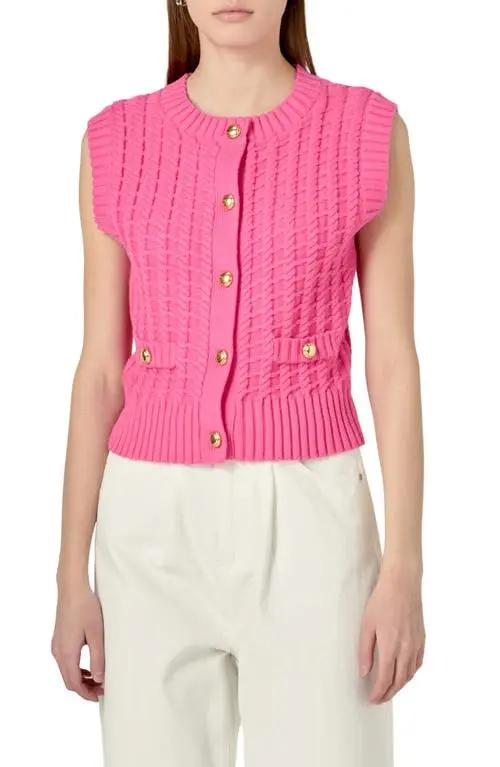 English Factory Cable Knit Vest - Pink