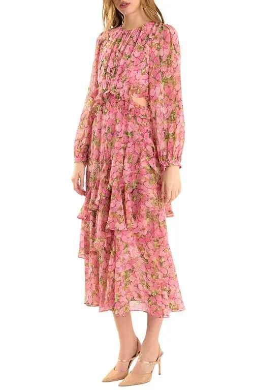 Endless Rose Floral Chiffon Maxi Dress With Cutouts