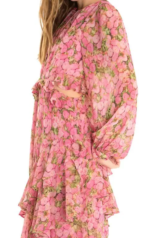 Endless Rose Floral Chiffon Maxi Dress With Cutouts