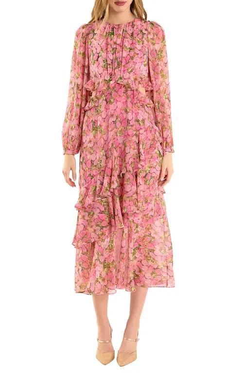 Endless Rose Floral Chiffon Maxi Dress With Cutouts - Pink Multi