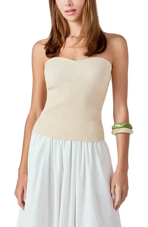 Endless Rose Strapless Ribbed Top - Beige
