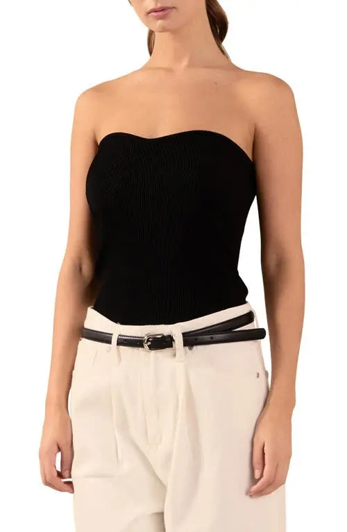 Endless Rose Strapless Ribbed Top - Black