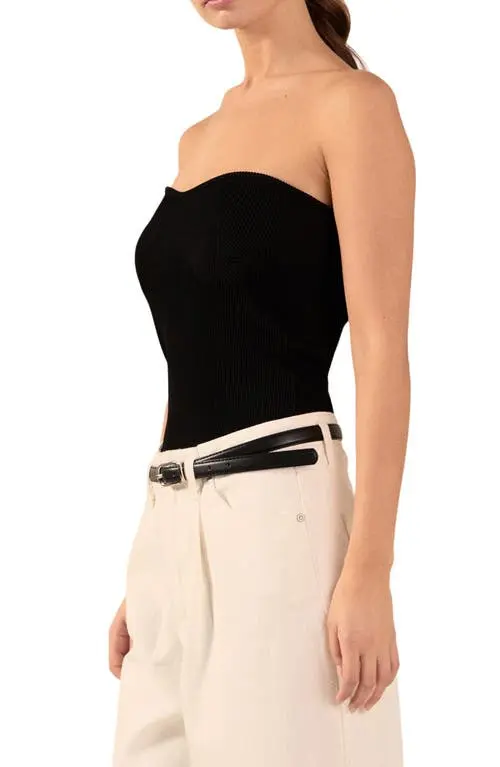 Endless Rose Strapless Ribbed Top - Black