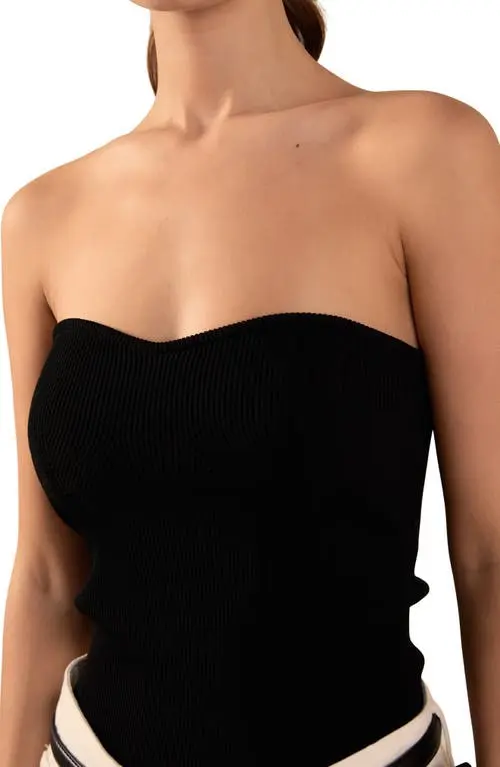 Endless Rose Strapless Ribbed Top - Black
