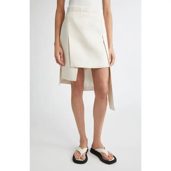 SETCHU Paneled Asymmetric Skirt - N. White