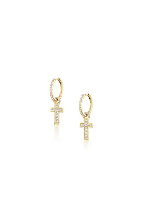 Sheryl Lowe Diamond Cross Charm Earrings - 14kt Yellow Gold