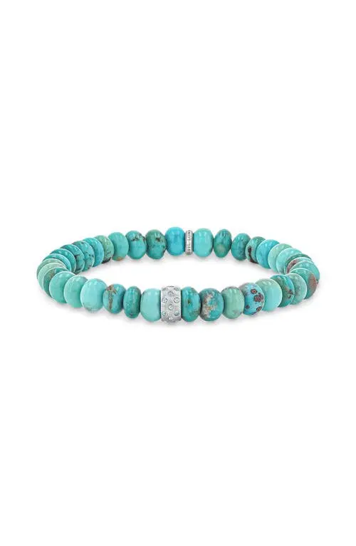 Sheryl Lowe Turquoise Bead Bracelet With Swiss Blue Topaz Rondelle - Turquoise / Sterling Silver