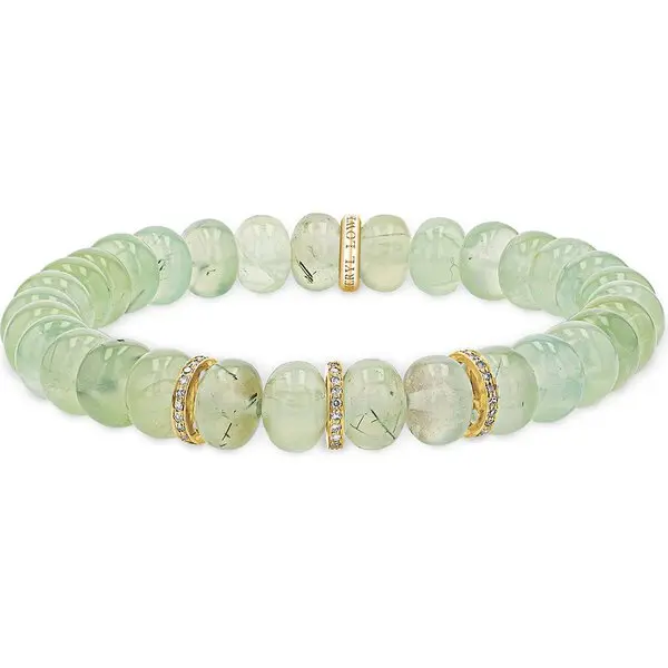 Sheryl Lowe Prehnite And Diamond Bracelet - Prehnite / 14kt Yellow Gold