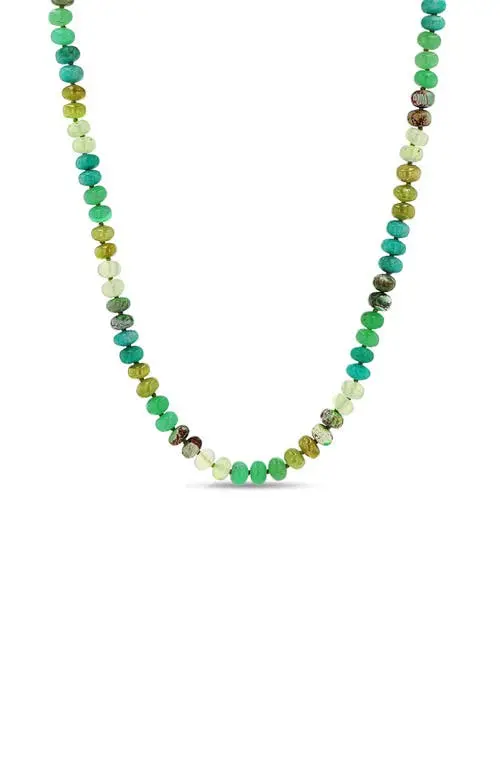 Sheryl Lowe Green Mix 8mm Bead Necklace - Green Mix / Sterling Silver