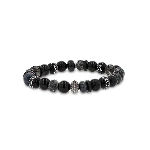 Sheryl Lowe Black Mix 8mm Beaded Bracelet With Diamond Donut - Black / Sterling Silver