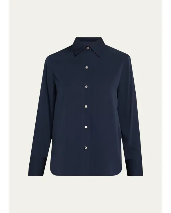 Vince Classic Silk Button-front Shirt - Blue