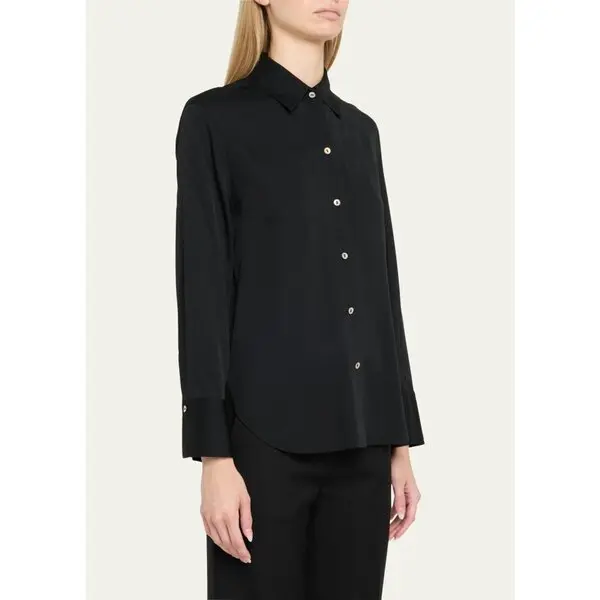 Vince Classic Silk Button-front Shirt - Blue