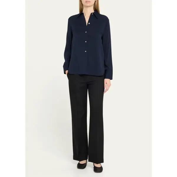 Vince Classic Silk Button-front Shirt - Blue