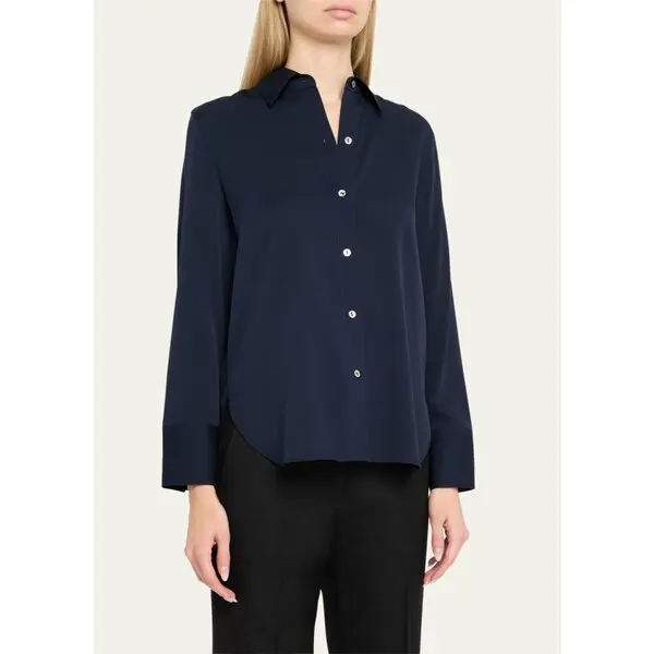 Vince Classic Silk Button-front Shirt - Blue