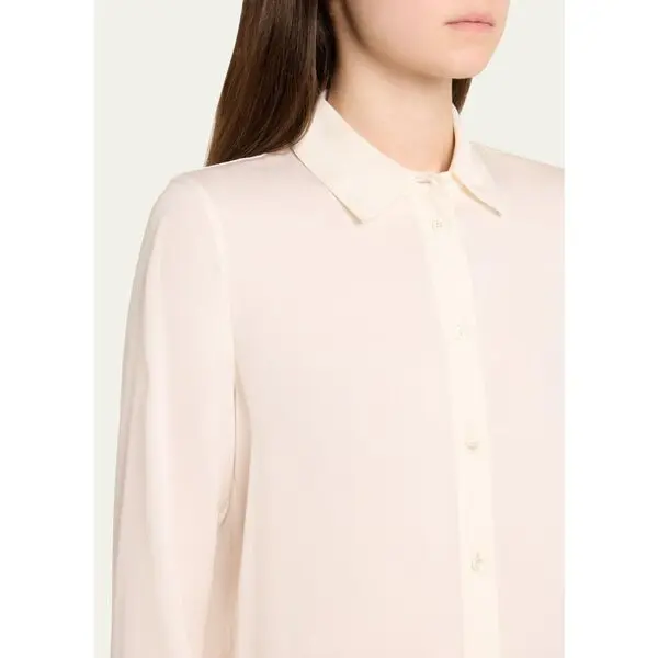 Vince Classic Silk Button-front Shirt - Blue