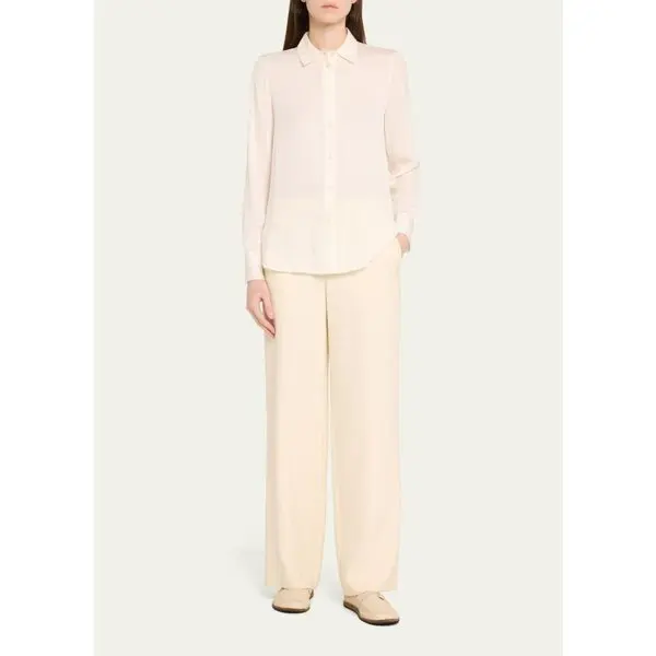 Vince Classic Silk Button-front Shirt - Blue