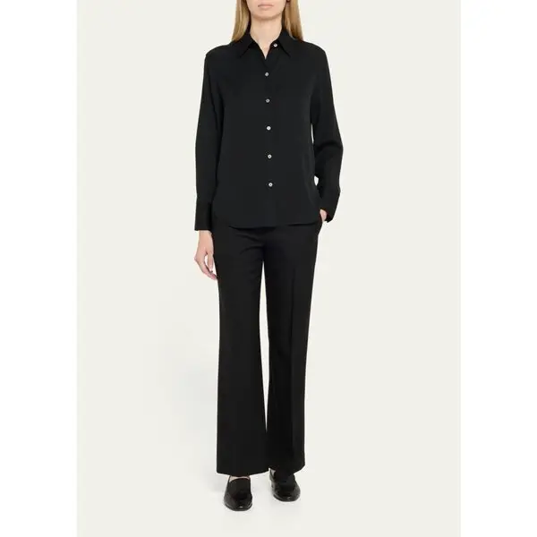 Vince Classic Silk Button-front Shirt - Blue