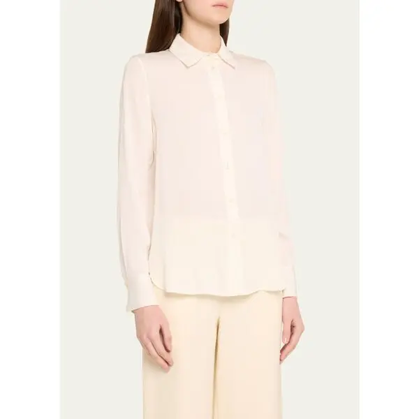 Vince Classic Silk Button-front Shirt - Blue