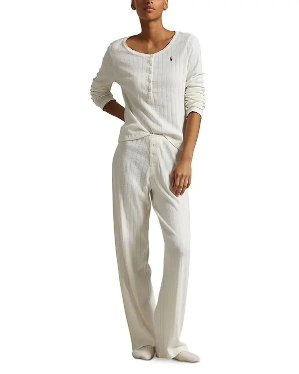 Polo Ralph Lauren Henley Wide Leg Pajama Set - Egret