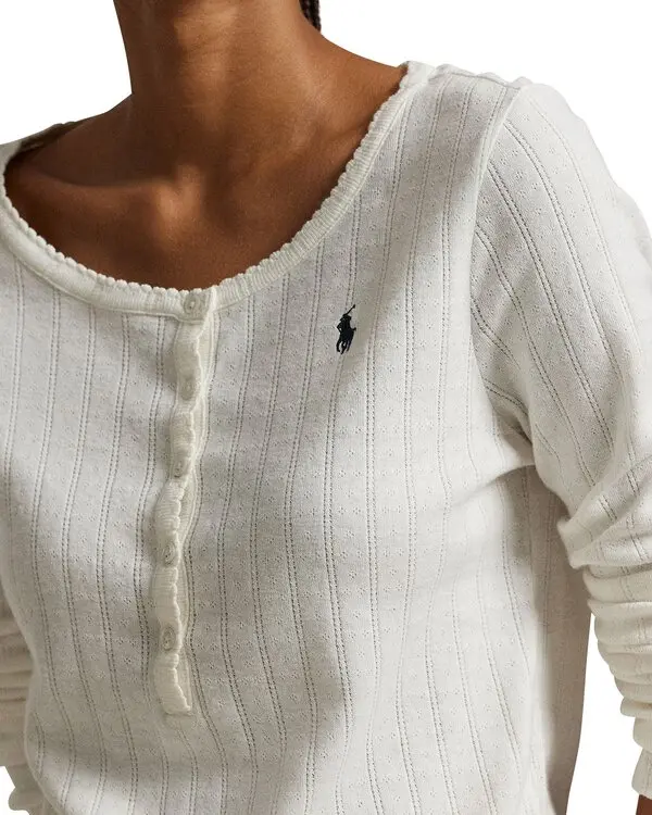 Polo Ralph Lauren Henley Wide Leg Pajama Set - Egret