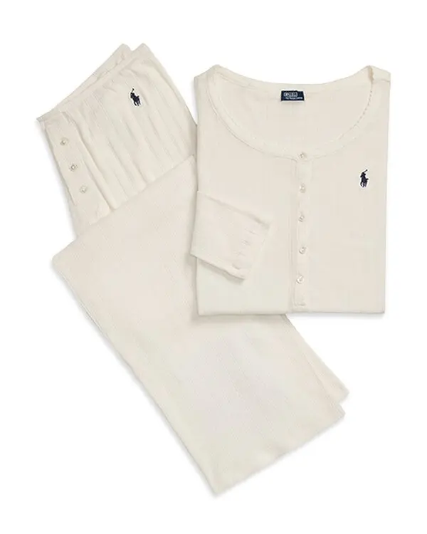 Polo Ralph Lauren Henley Wide Leg Pajama Set - Egret