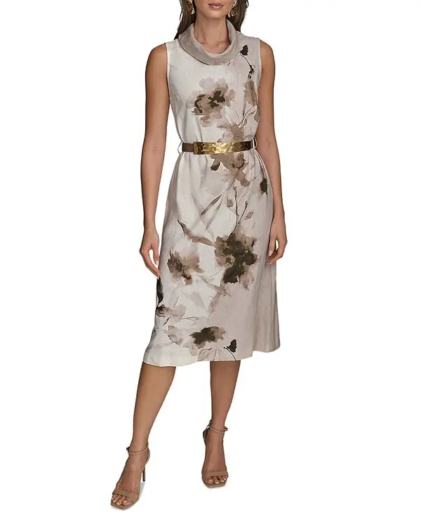 Donna Karan New York Sleeveless Belted Midi Dress