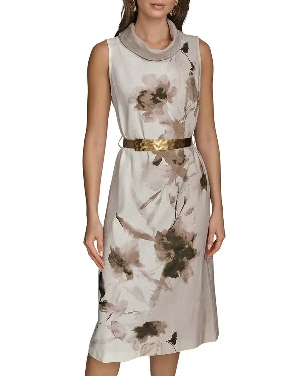 Donna Karan New York Sleeveless Belted Midi Dress