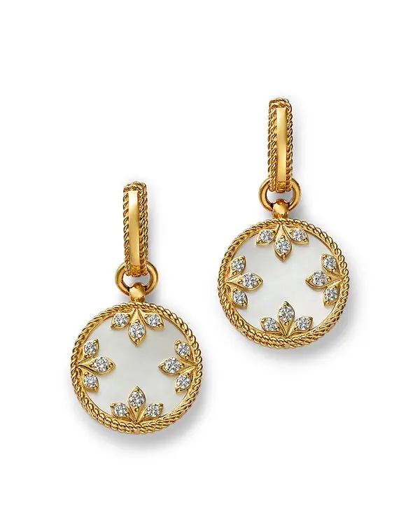 Roberto Coin 18k Yellow Gold Venetian Princess Medallion Dangle Hoop Earrings - White/gold